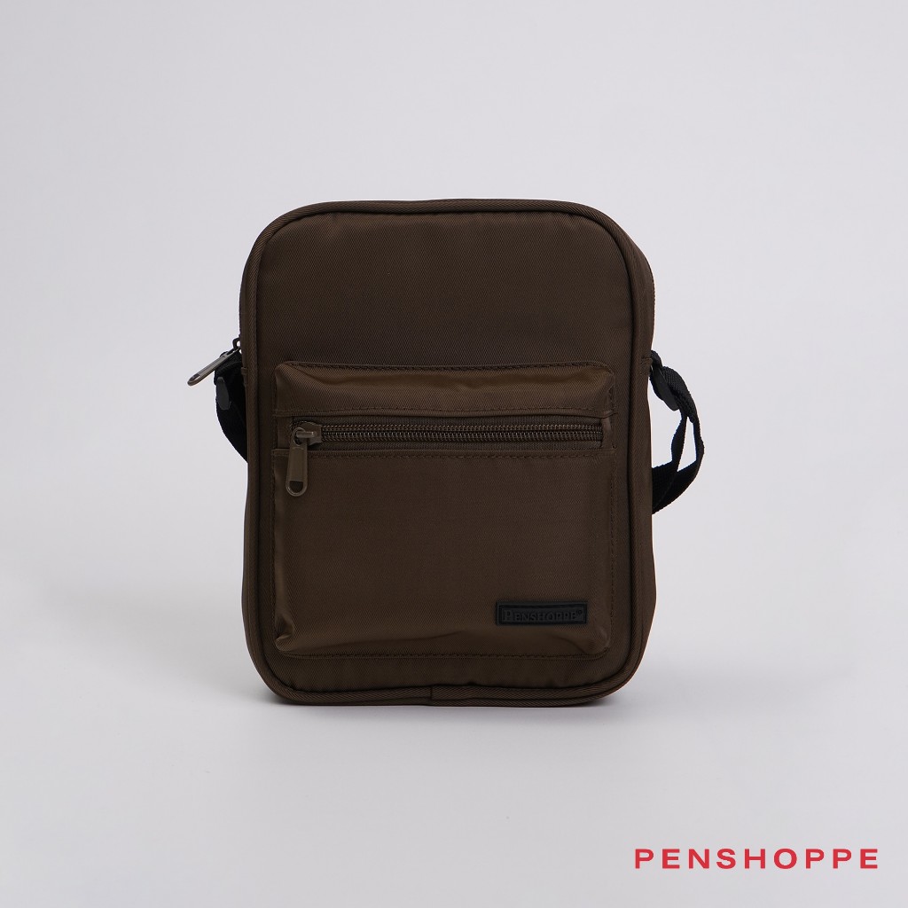 Penshoppe Regular Sling Bag with Rubber Patch For Men (Burnt Olive/Black) | Shopee Philippines