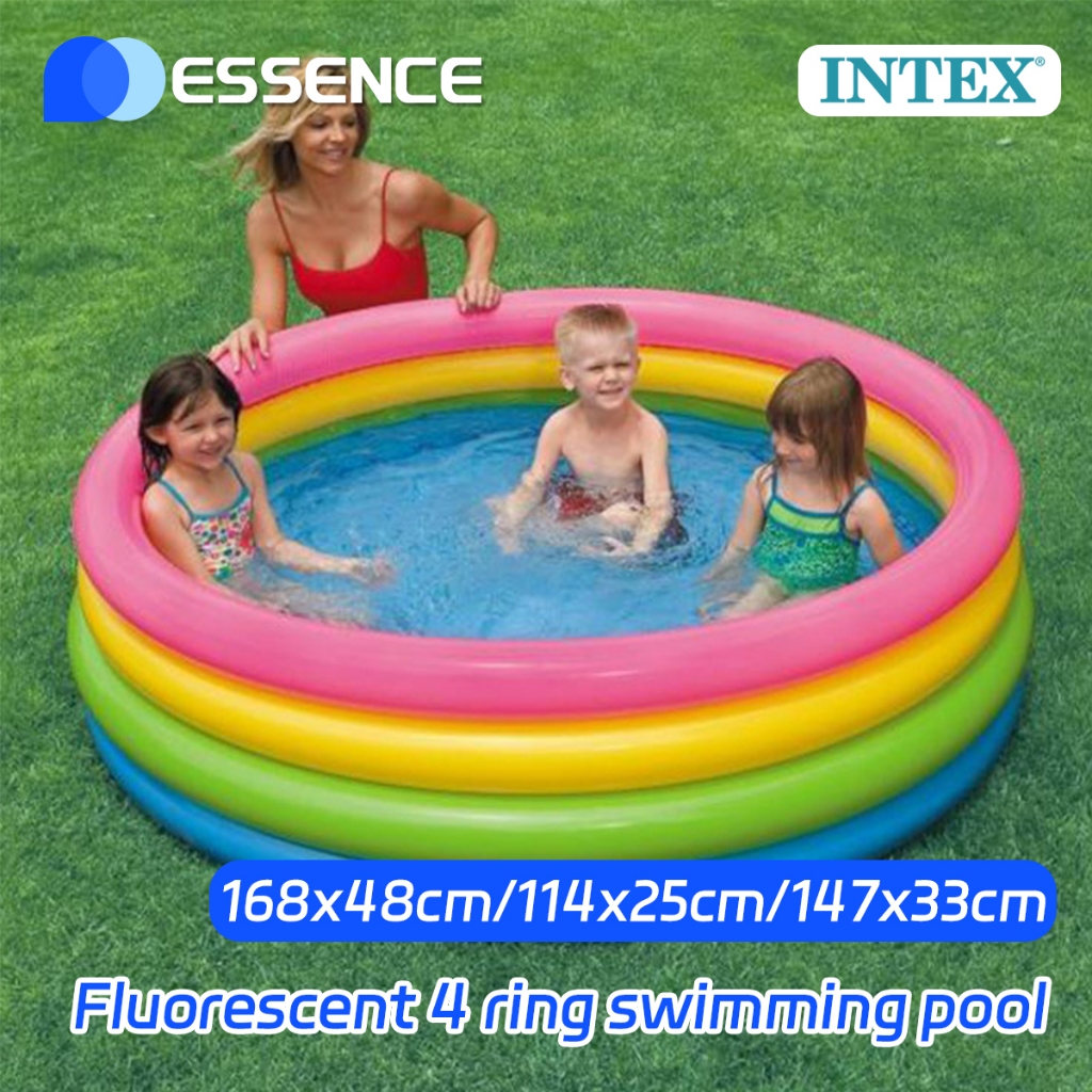 INTEX 56441 fluorescent four-ring inflatable pool outdoor inflatable ...