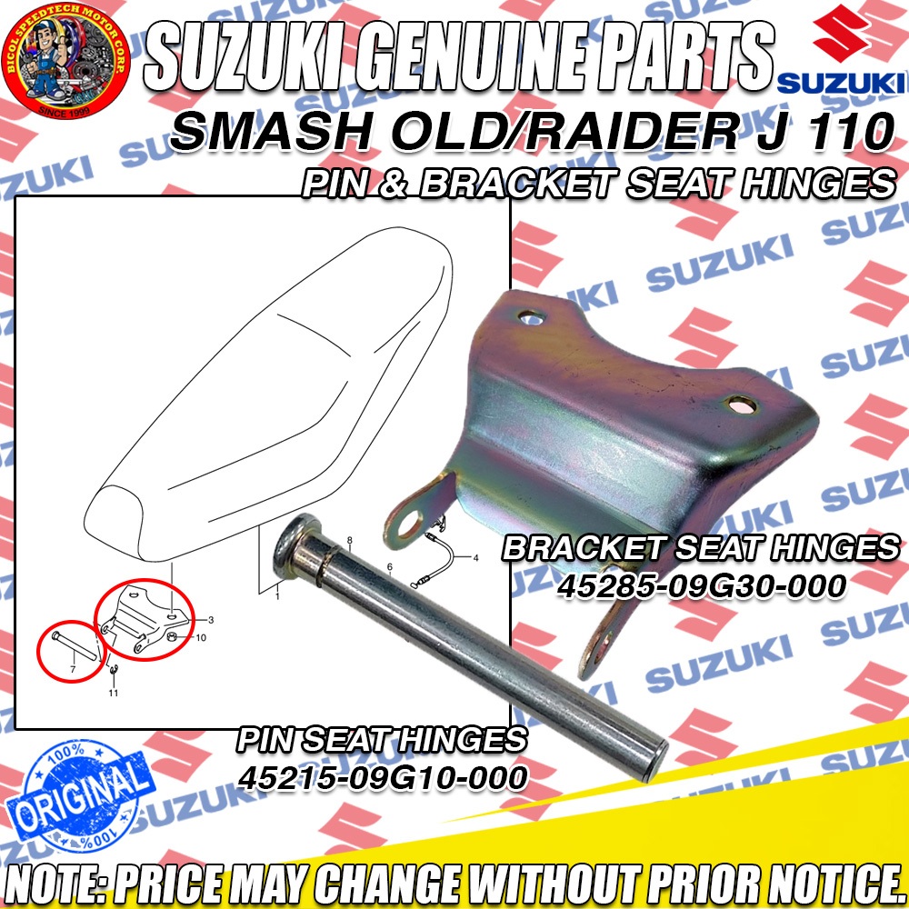 SMASH OLD/RAIDER J 110 PIN & BRACKET SEAT HINGES (SGP) (GENUINE: 45215 ...