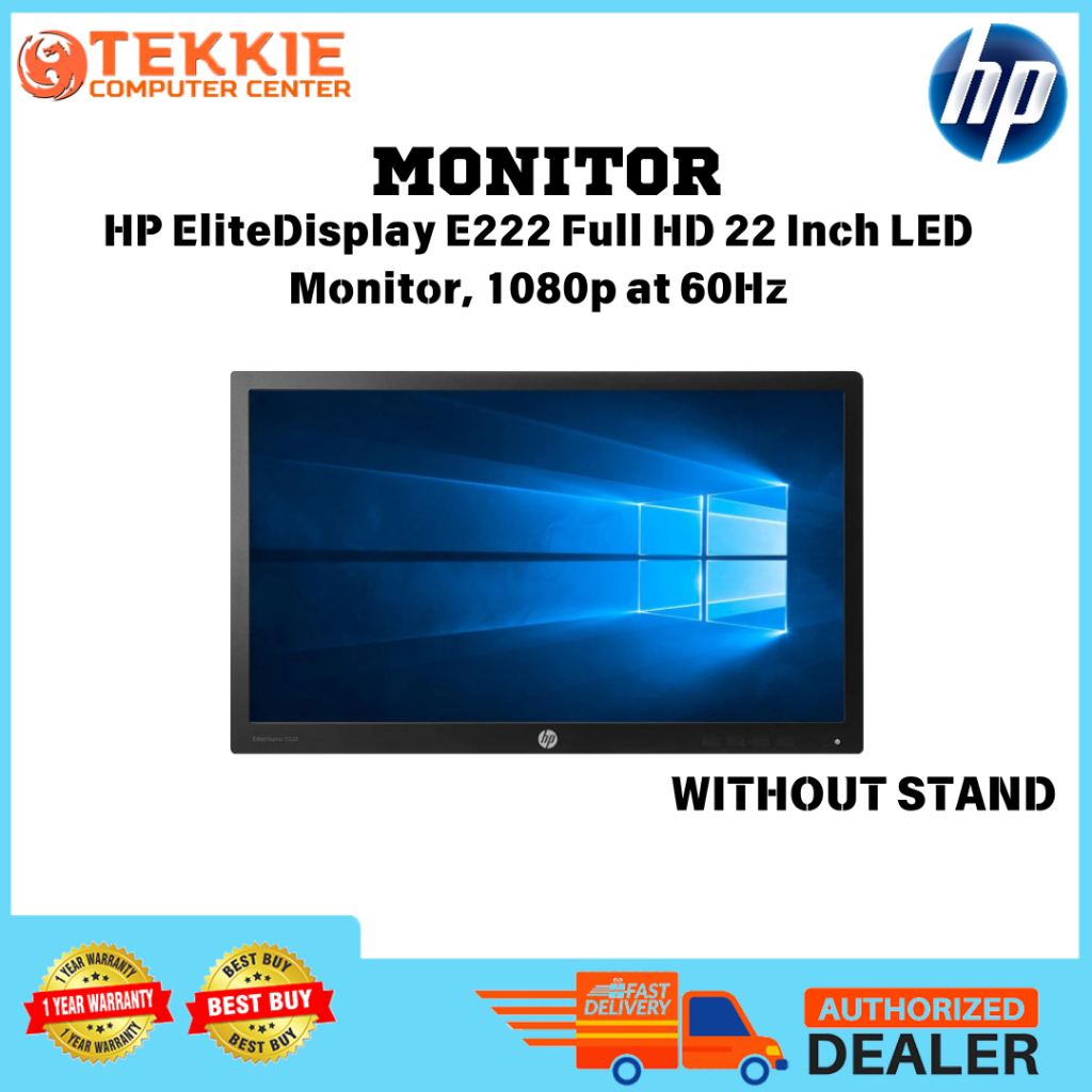 HP EliteDisplay E222 Full HD 22 Inch LED Monitor, 1080p at 60Hz, VGA ...