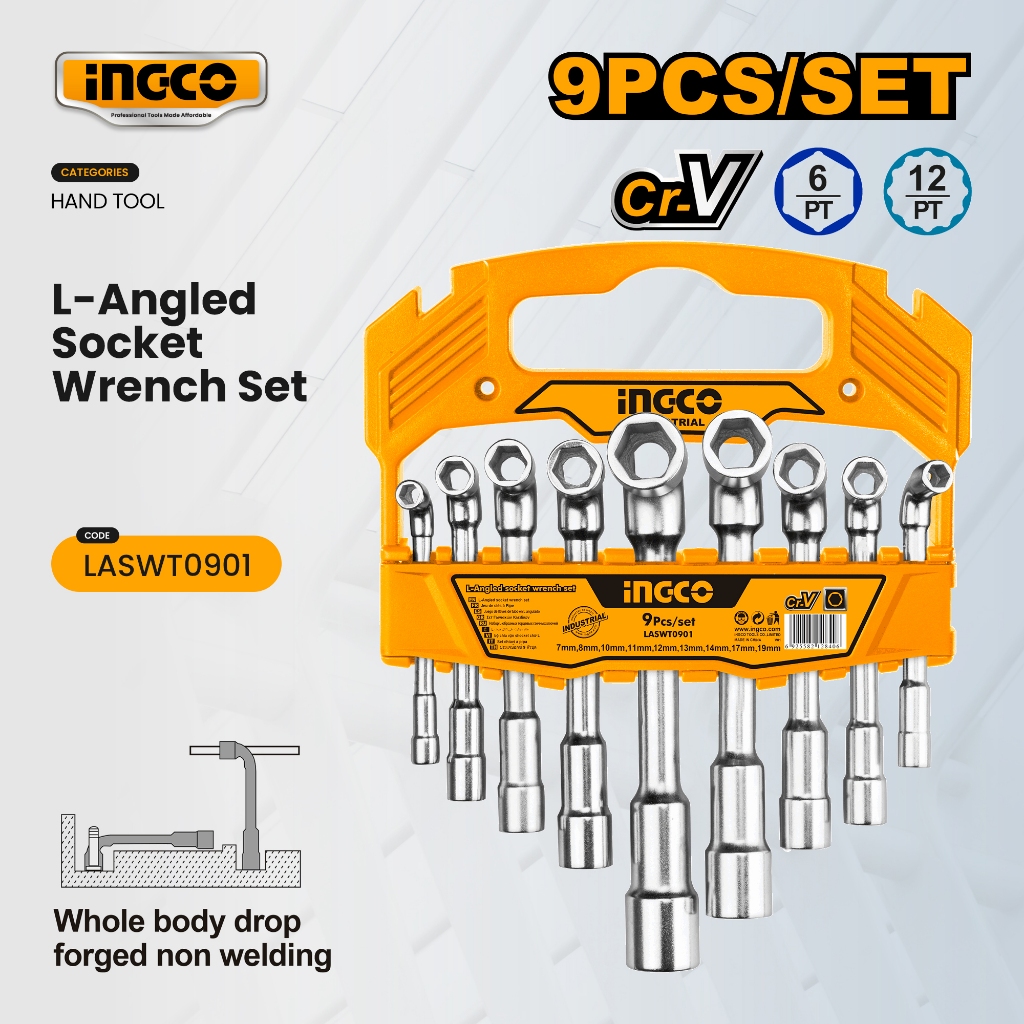Ingco 9pcs L-Angled Hex Socket Wrench Set CR-V LASWT0901 IHT | Shopee Philippines