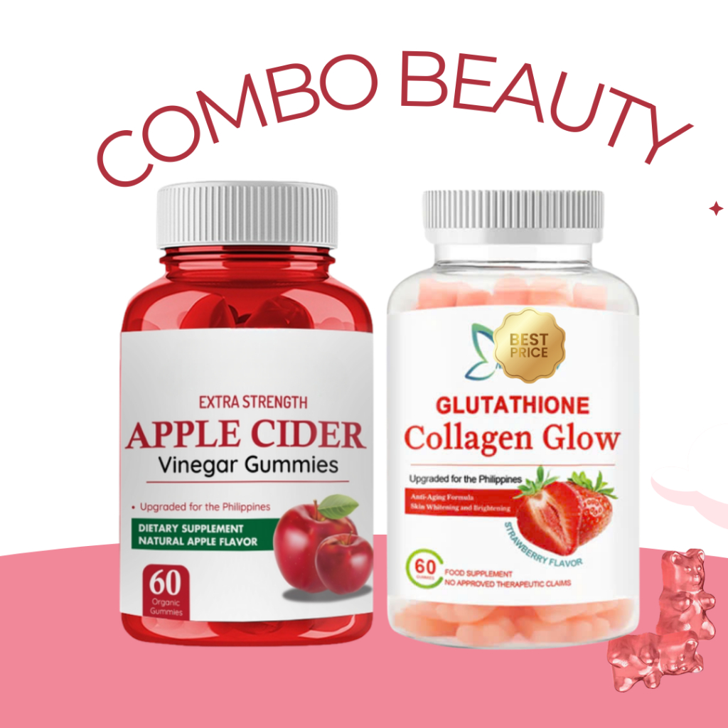 COMBO Apple Cider Vinegar Gummies And Glutathione Collagen Glow Gummy ...