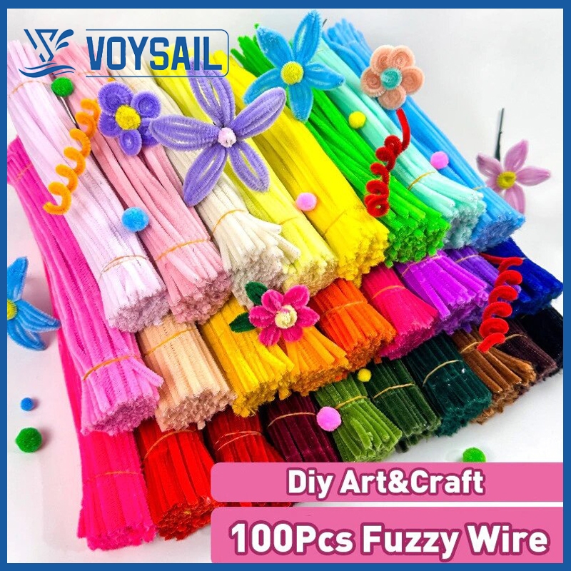 100PCS Fuzzy Wire Craft Pipe Cleaners Colorful Color For Art DIY Crafts ...