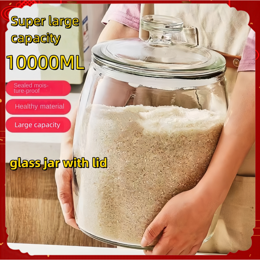 glass jar rice storage dispenser 10kg airtight container food storage ...