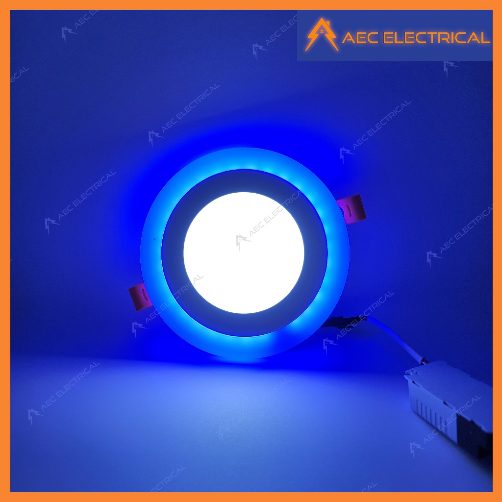 Clifford LED Round Square Recess Panel with Blue Light Border Daylight ...
