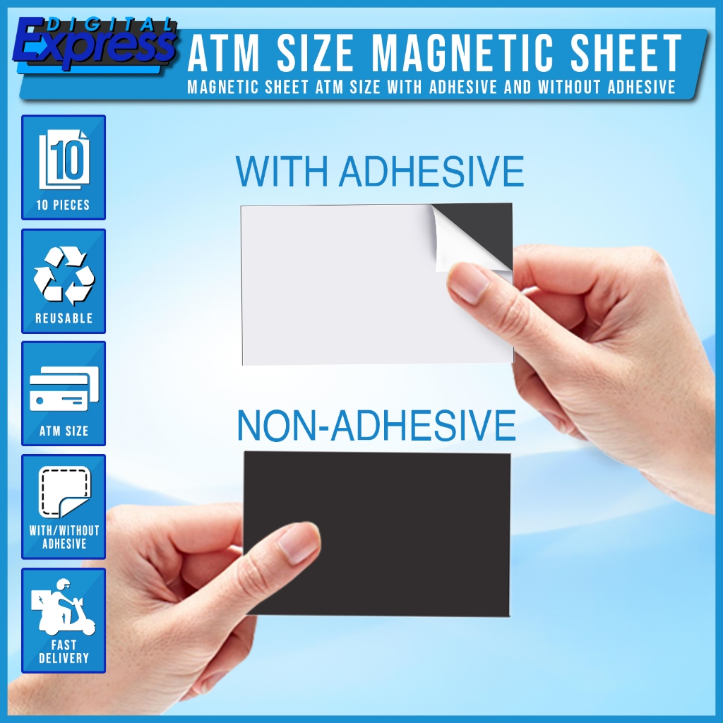 ATM Size 10pcs Magnetic Sheet with Adhesive & Non-Adhesive for DIY Ref Magnet Souvenirs | Shopee ...