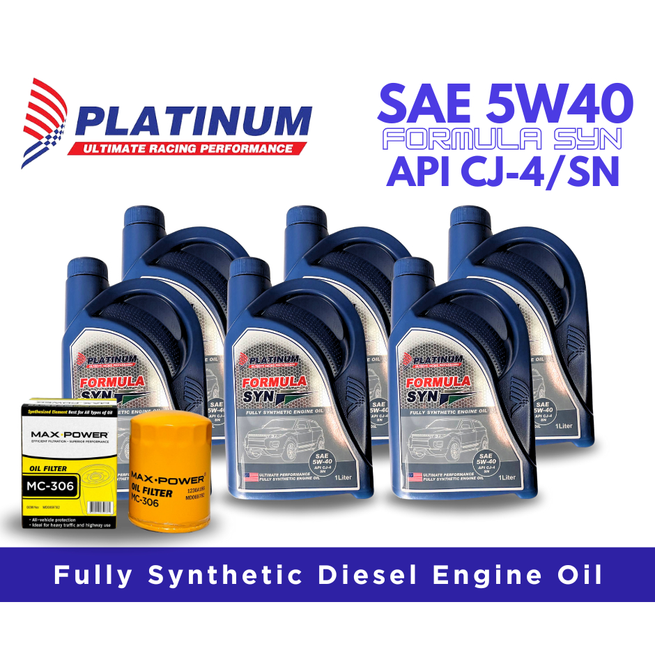 Platinum Fully Synthetic Diesel Engine Oil 5w40 6L Package with C306 ...