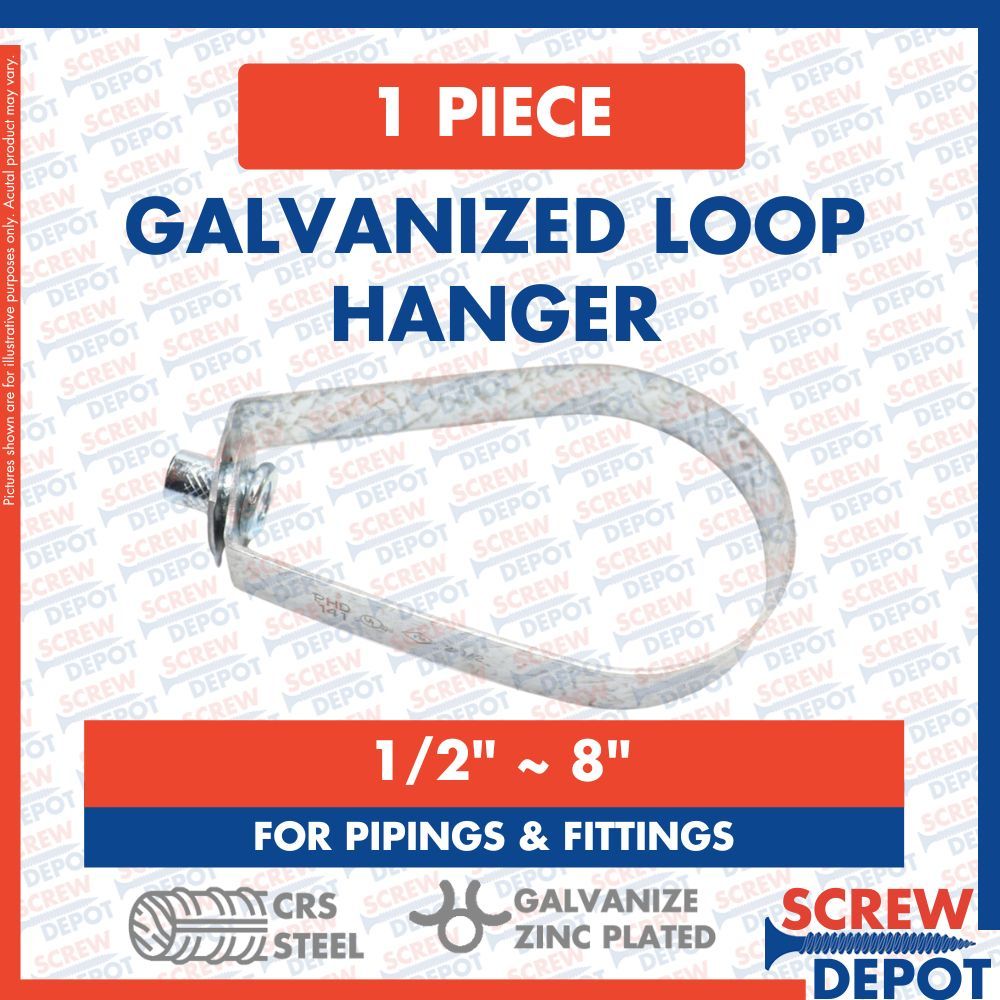 1PC GI Loop Hanger 1/2" to 4" or Galvanized Pipe Hanger Screw Depot ...