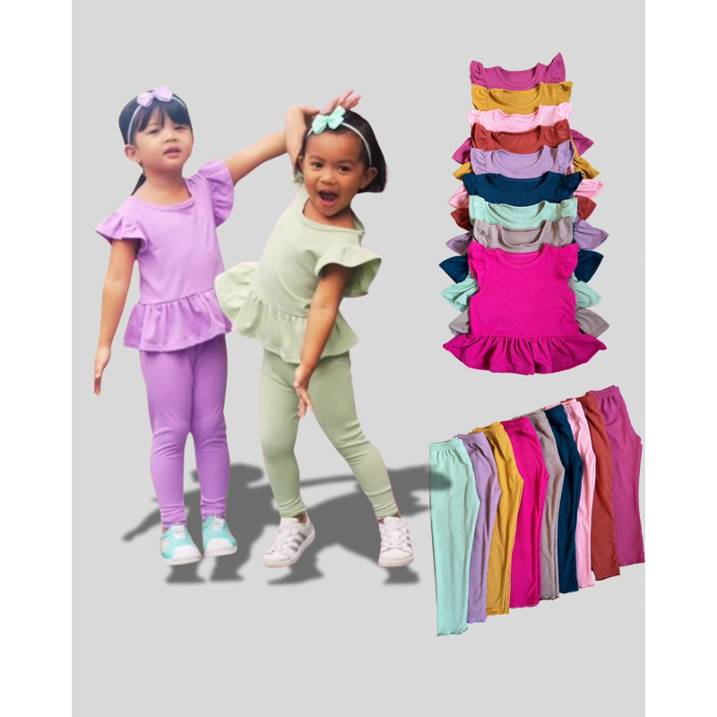 PL - Peplum KIDS top and leggings terno set soft knitted Fashion for ...