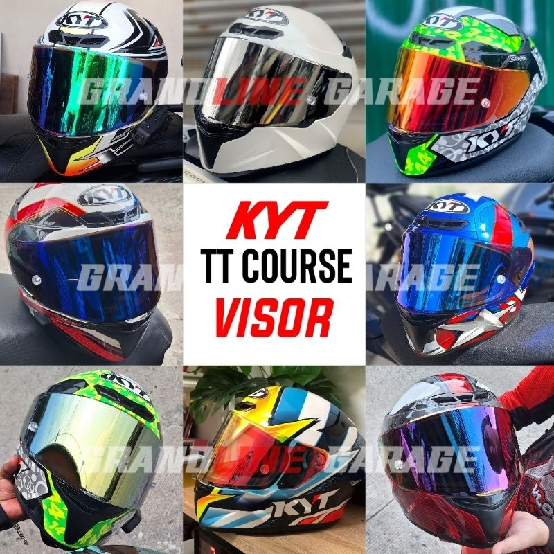 TTC KYT TT COURSE Lens Visor Revo Red Blue Iridium Dark Smoke Clear ...