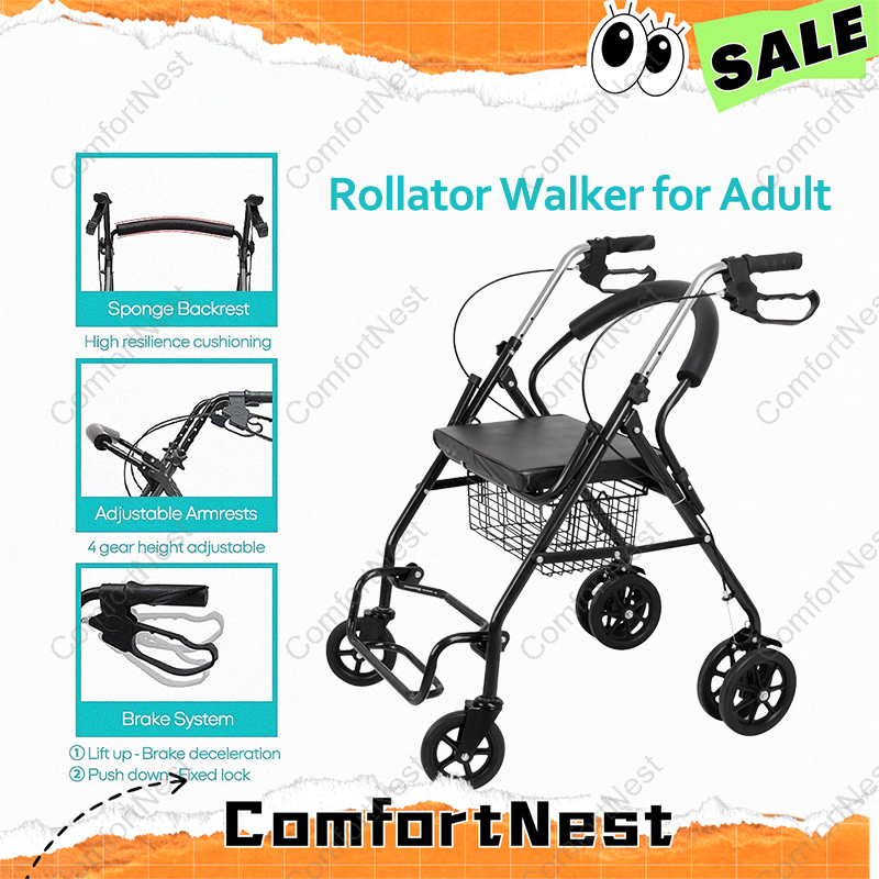 ComfortNest Wheelchair For Adult Foldable Portable Medical Rollator ...