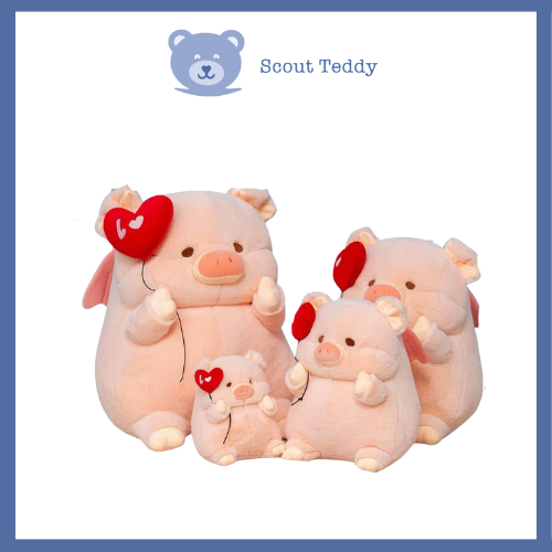 Pig With Heart Balloon - 1.3 feet; Valentines;Cute Stuffed Toy,Plushie ...