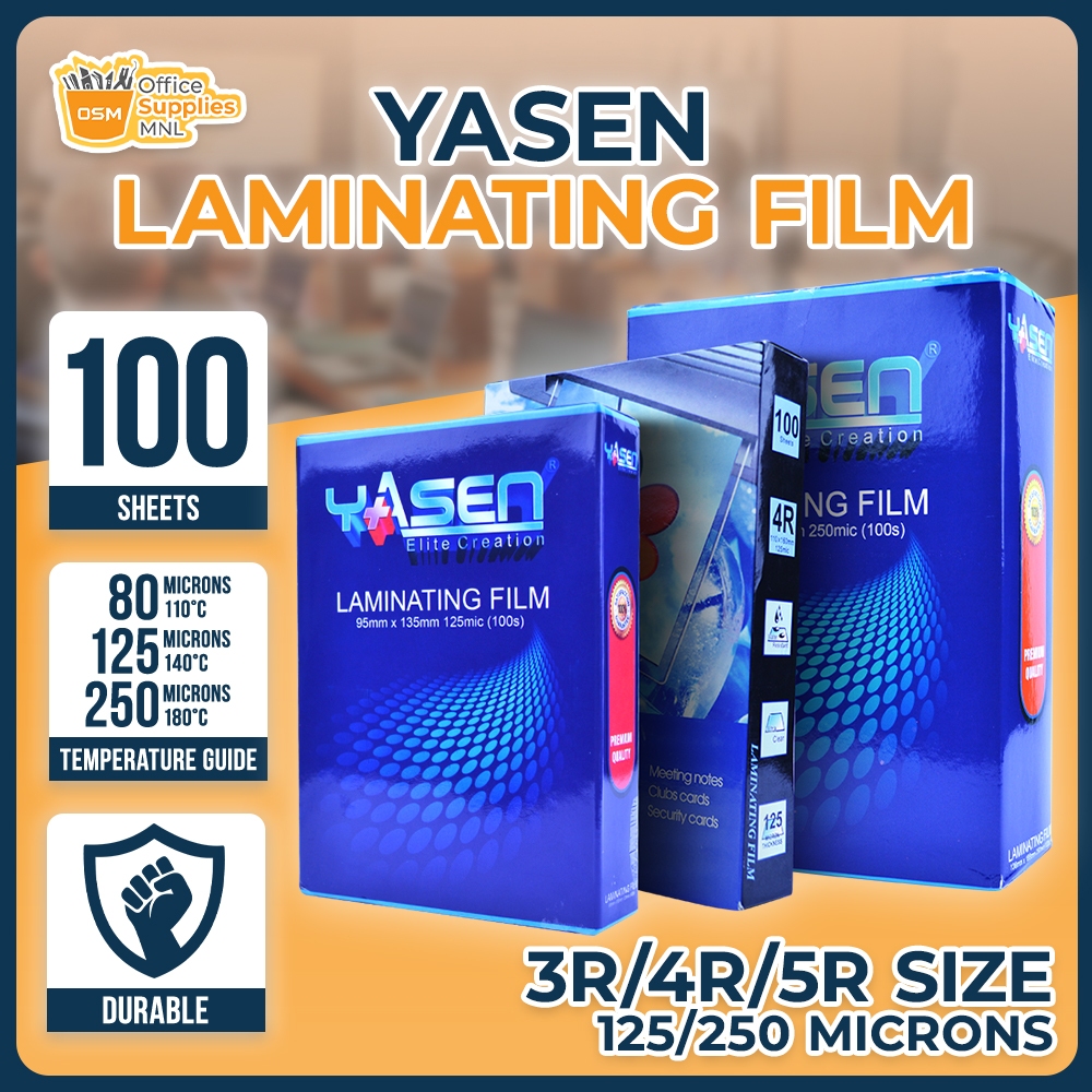 Yasen 3R/4R/5R Size Laminating Film 125/250 Microns Hot Process Laminating Film | Shopee Philippines