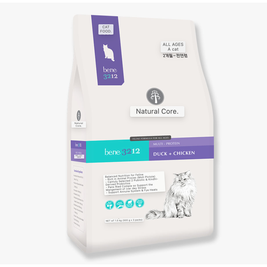 Natural Core BENE Multiprotein Prebiotics Postbiotics Cat Food Kibble ...