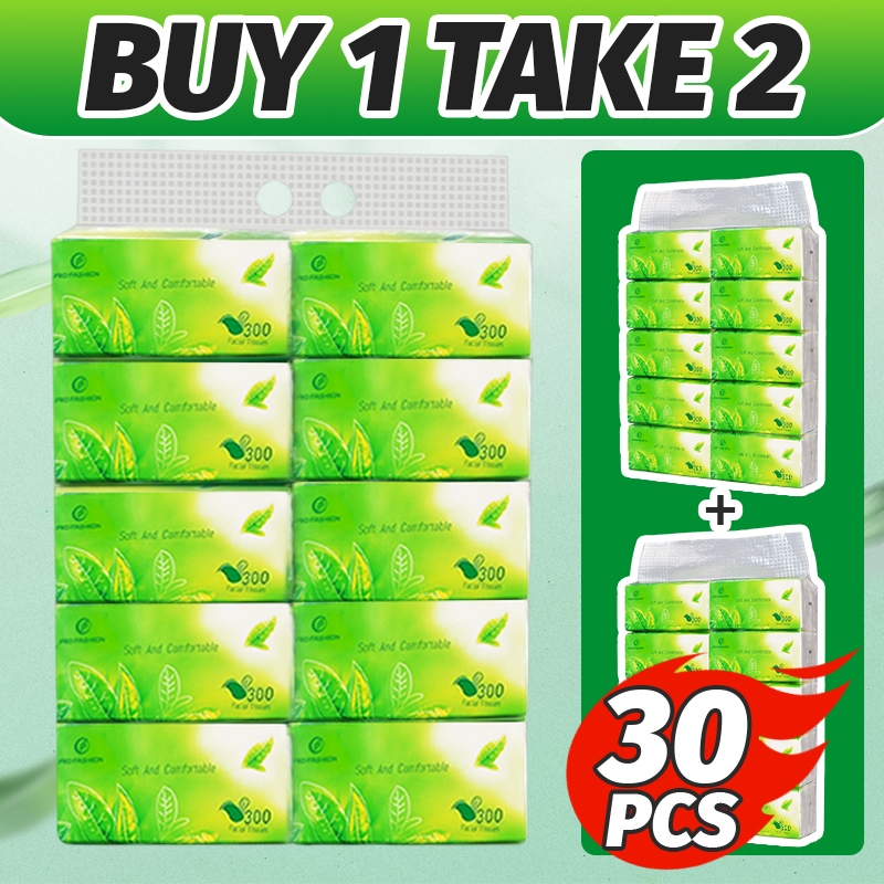 【300 Sheets× 10/20/50 Pack】Organic Green Tea Facial Tissue Paper Car ...