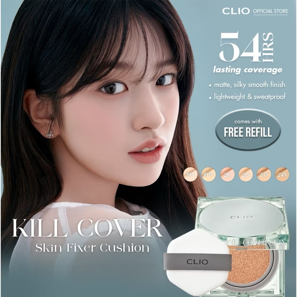 [CLIO] Kill Cover Skin Fixer Cushion SPF50+ PA+++ 15g*2 (With Free ...