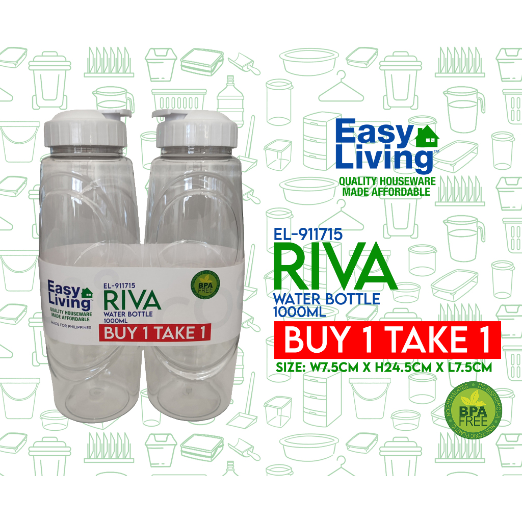EASY LIVING RIVA WATER BOTTLE 1000 ML - B1T1 | Shopee Philippines