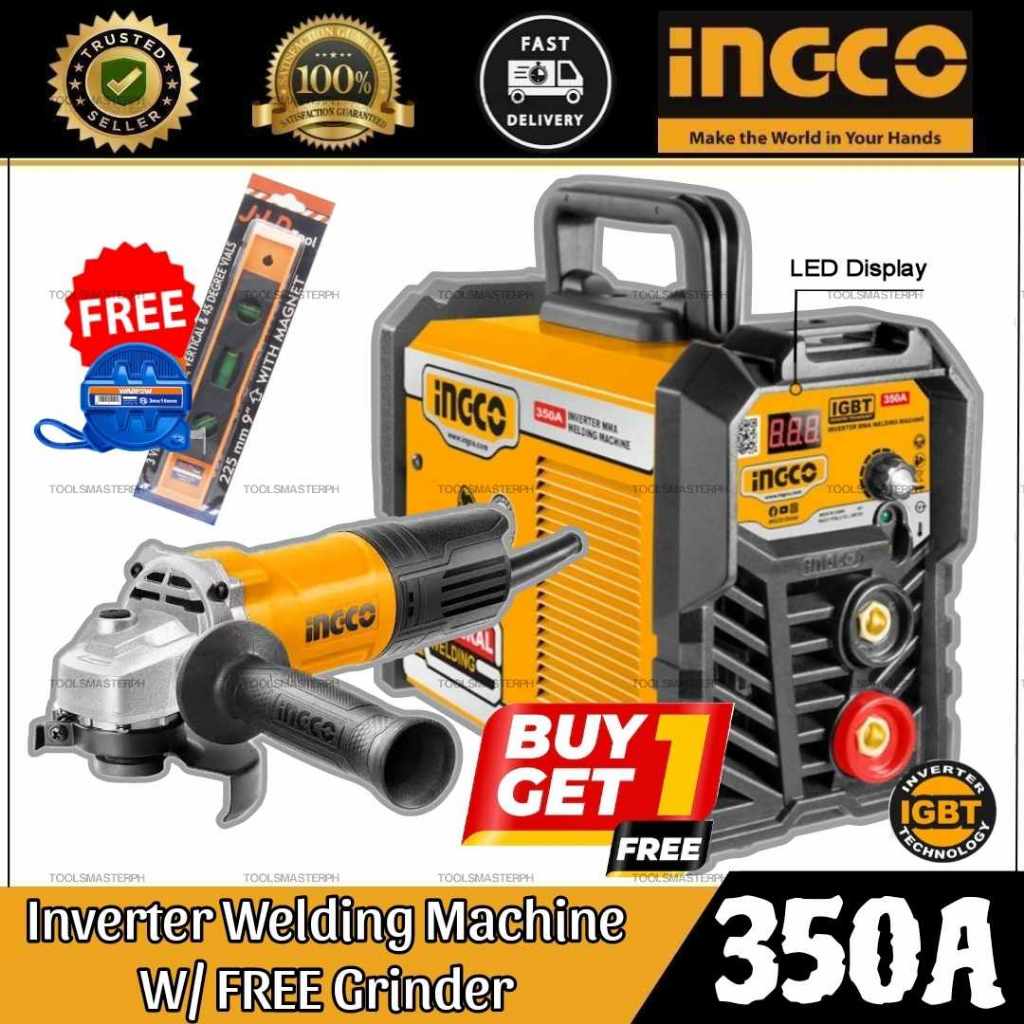 INGCO 350A Inverter Welding Machine W/ Free INGCO Angle Grinder 750w ...
