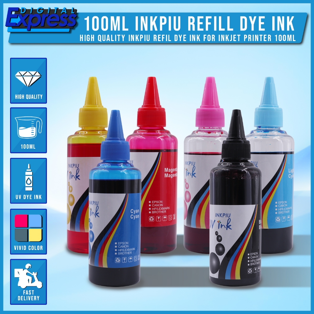 Inkpiu 100ml UV Refill Dye Ink Compatible for Canon HP Epson Inkjet ...