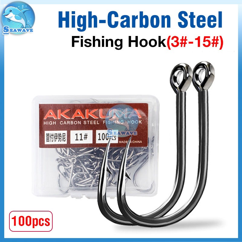 100 Pcs Fishing Hook Stainless Set Barbed Fishing Hooks Fishing ...