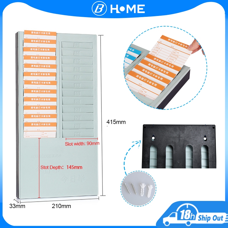 Time Rack-24Slots Time Card Holder & English Time Cards for Attendance ...