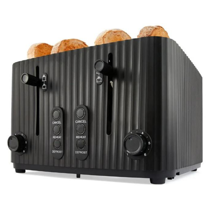ANKO Black Fluted 4-Slice Toaster Breakfast Breadmaker Toaster | Shopee ...