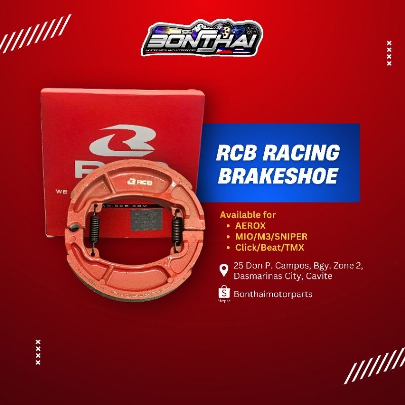 RCB BRAKE SHOE FOR CLICK, MIO, BEAT, AEROX, M3, SNIPER, TMX (GENUINE ...