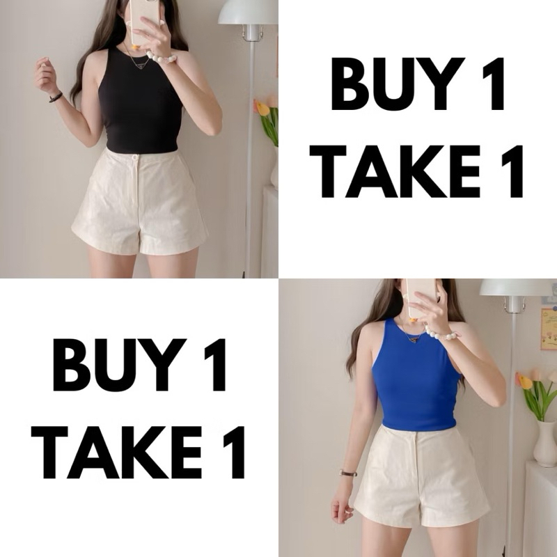 BUY 1 TAKE 1 Double lining Racerback Cotton Spandex Plain | Shopee ...