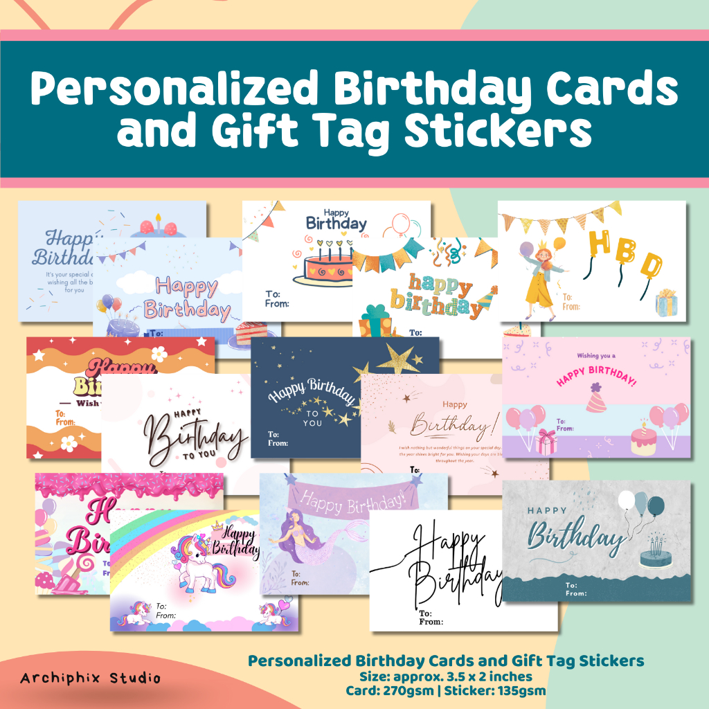 Personalized Birthday Gift Tag Stickers and Cards by Archiphix (10 pcs ...