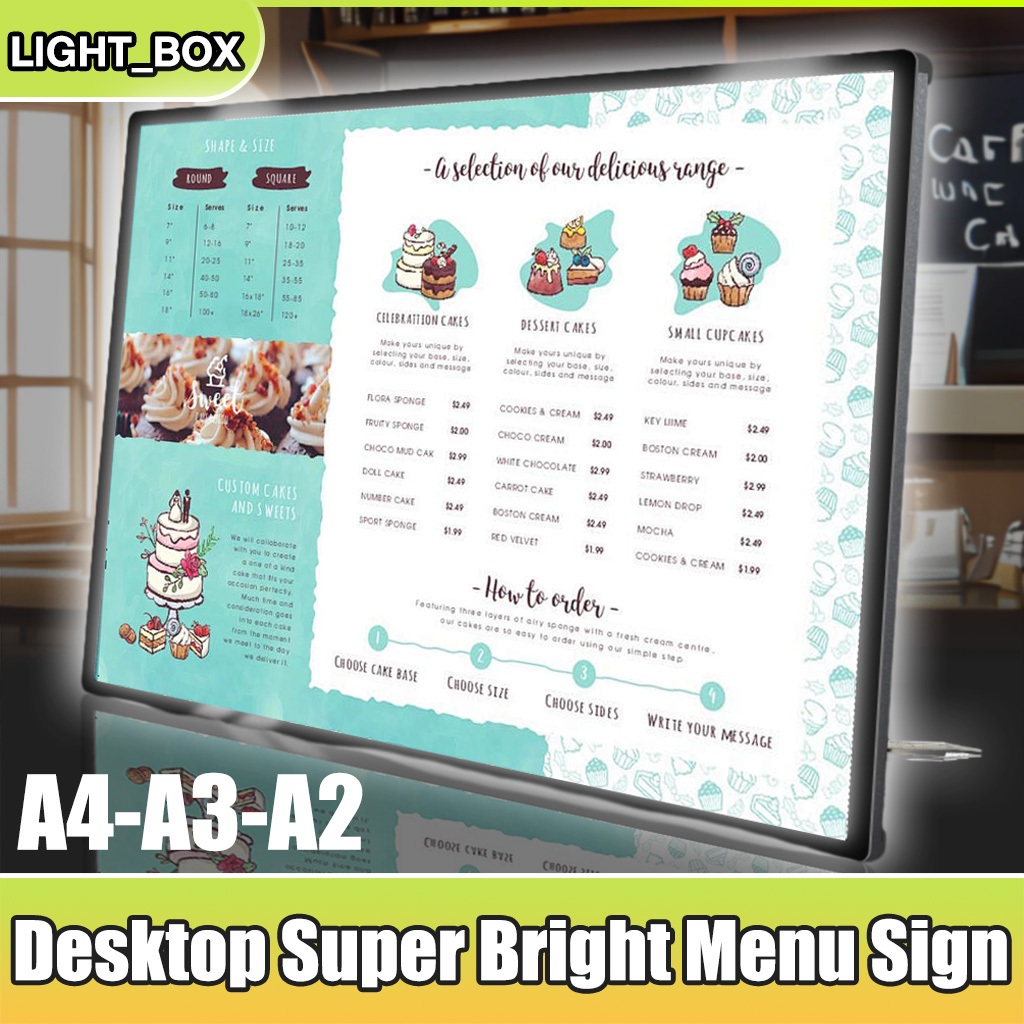 Super bright menu board with led light Stand White light Brightness ...