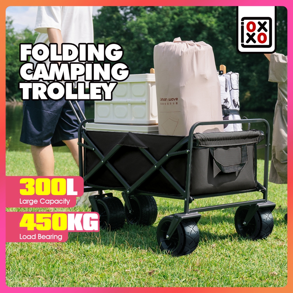 Camping trolley cart wagon trolley With Storage Basket Folding Wagon ...