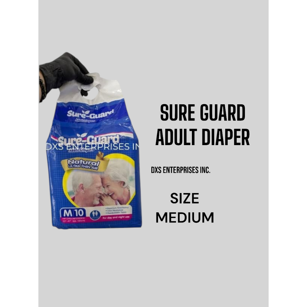 ADULT DIAPER SURE GUARD BRAND 10'S PER PACK MEDIUM(65x27x80cm) | Shopee ...