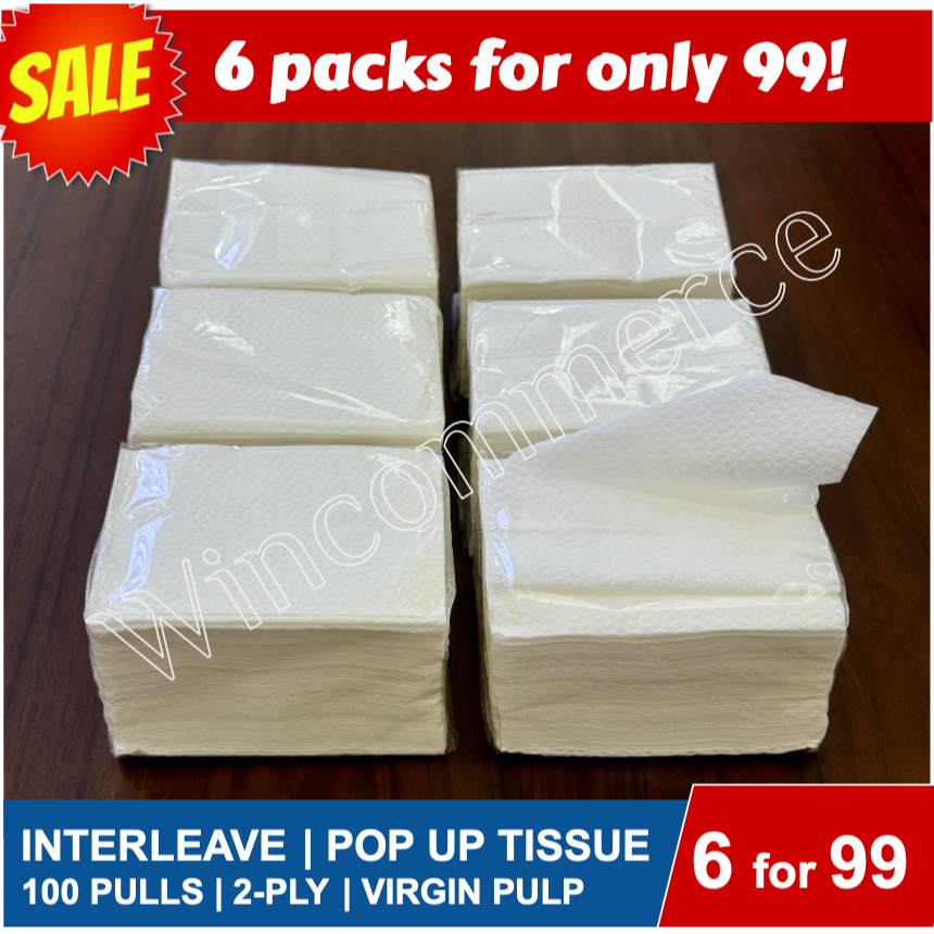 INTERLEAVE / POP UP TISSUE 100 PULLS 2PLY VIRGIN PULP | Shopee Philippines