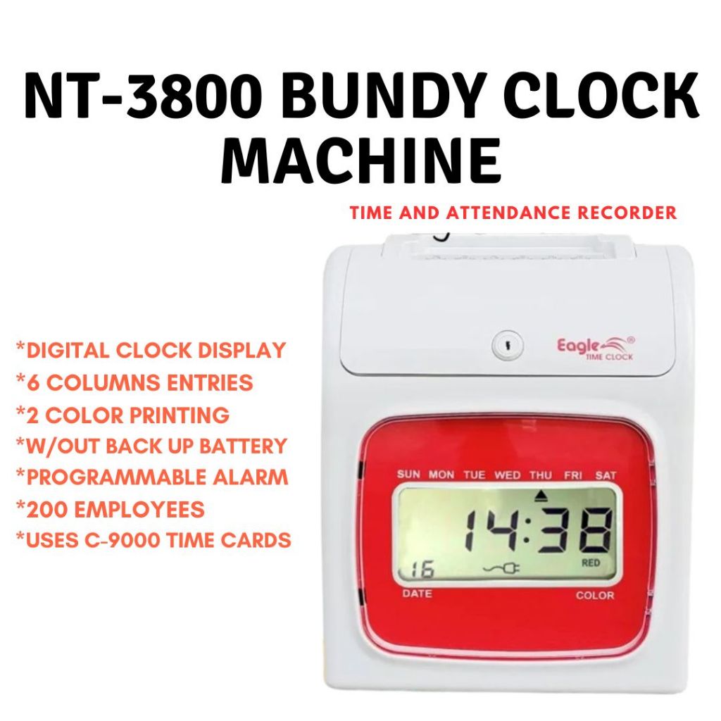 NT3800 Bundy Clock Machine | Time & Attendance Recorder | Bundy Clock w ...