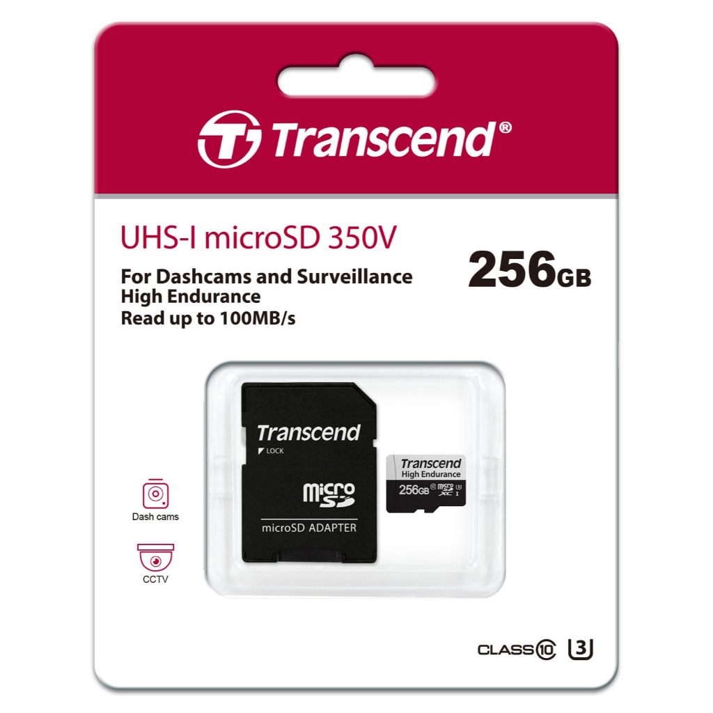 Transcend 350V 256GB High Endurance MicroSDXC UHS-I Class 10 100MB/S ...