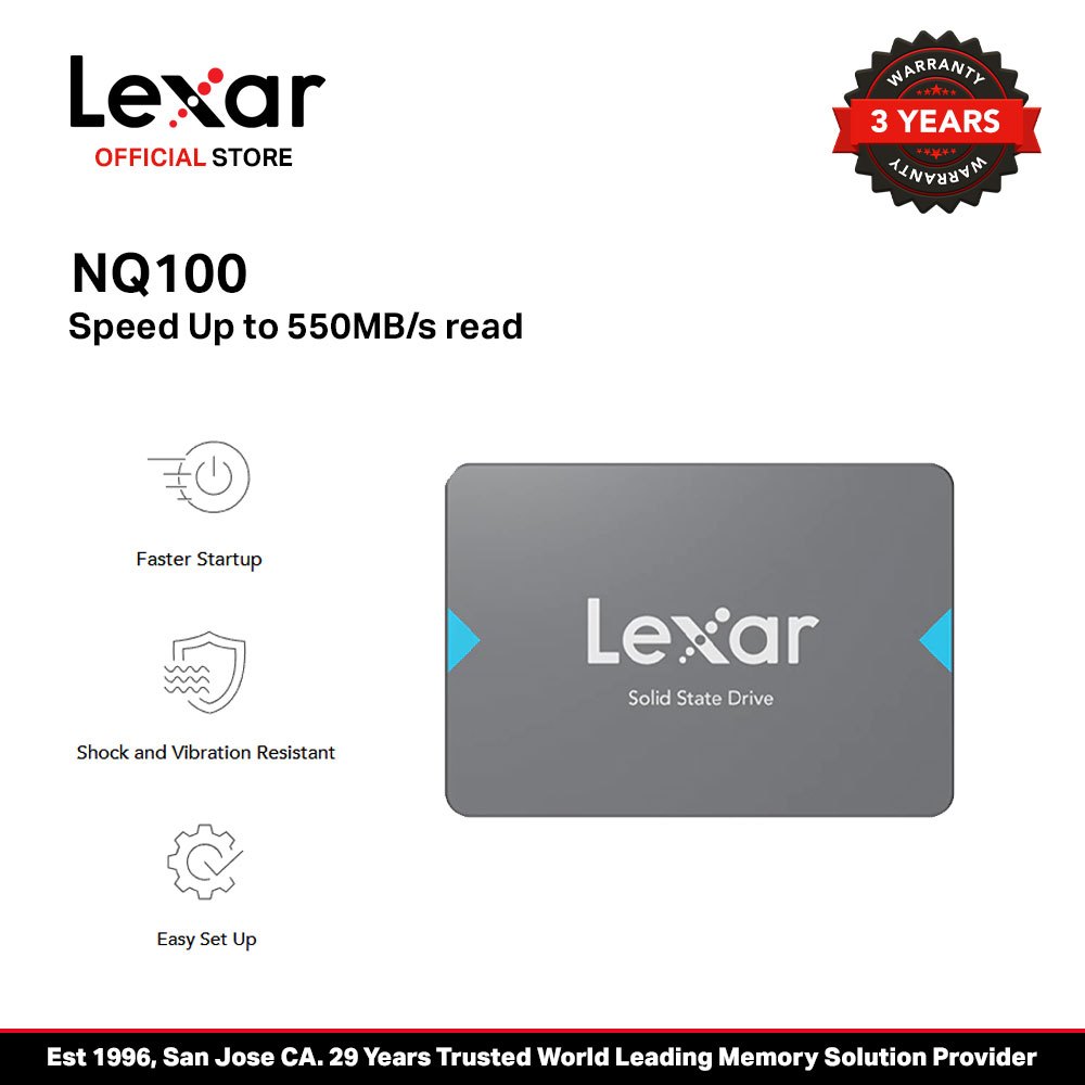 Lexar NQ100 240GB/480GB/960GB 2.5 Inch SATA III (6Gb/s) Easy Set Up SSD ...