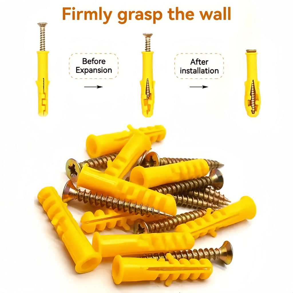 50pc Drywall Anchors & Screws Kit-Durable Plastic Wall Anchors, Tox ...