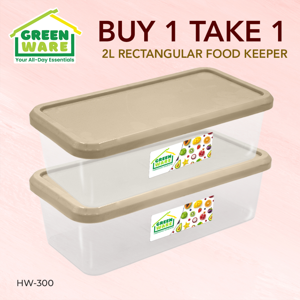 GREENWARE 2L BUY 1 TAKE 1 Rectangular Food Keeper HW-300 | Shopee ...