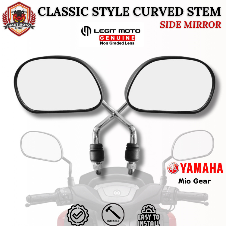 YAMAHA Mio Gear LEGITMOTO Classic Style Chrome/Black Curved Stem Non ...