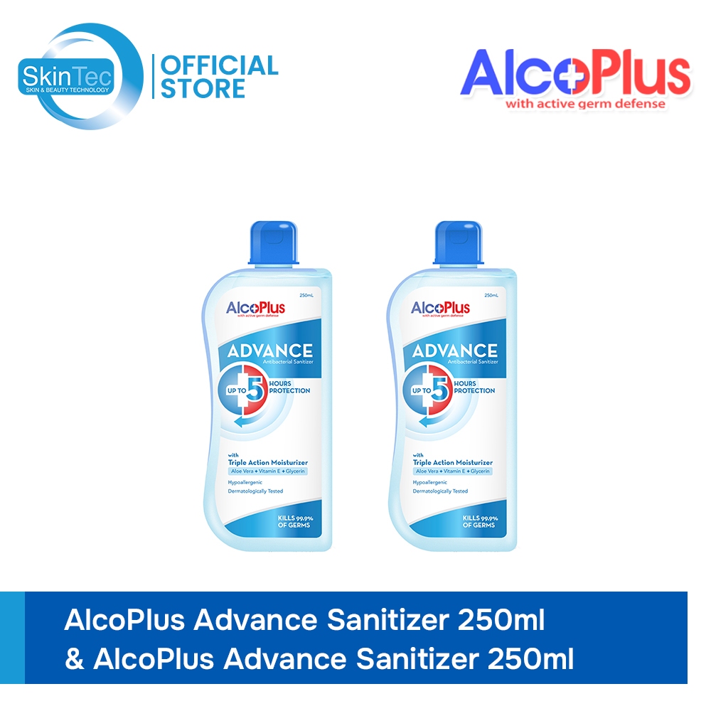 AlcoPlus Advance Antibacterial Sanitizer 250 ml - 2 Pcs | Shopee ...