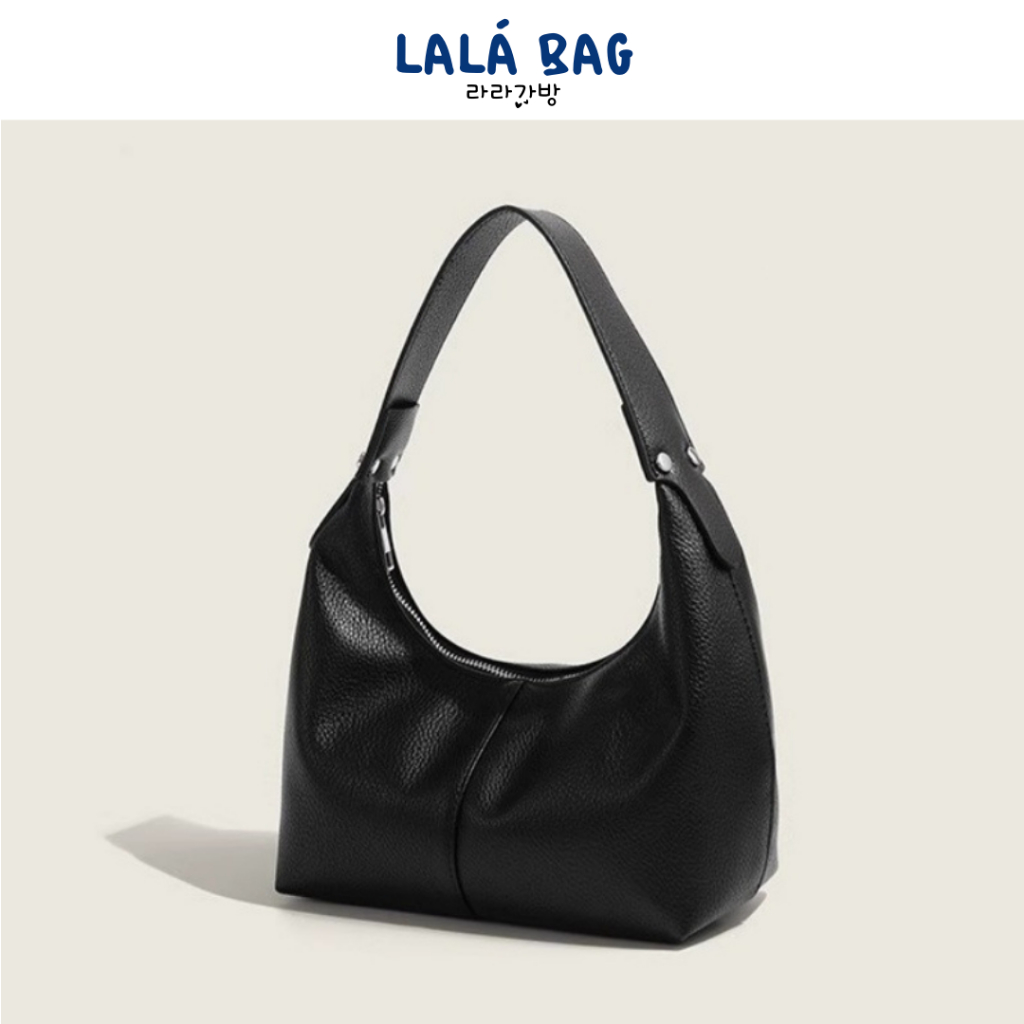 LALÁ BAG BV Inspired Pebbled Texture Soft Leather Hobo Shoulder Bag ...