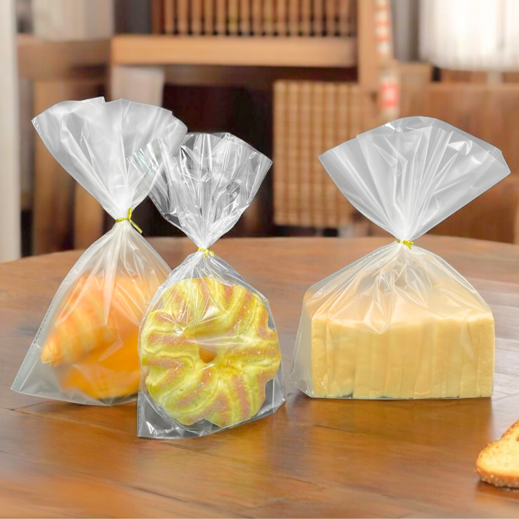 100pcs OPP Plain Transparent Bread Cellophane Bag Cookie Pastry Toast ...