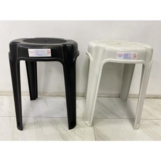 Monoblock Stool Plastic Chair Plain White and Black | Shopee Philippines