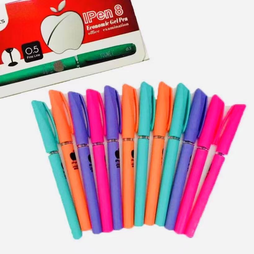 1box/12pcs apple design assorted color Economic Black Gel Pen | Shopee ...