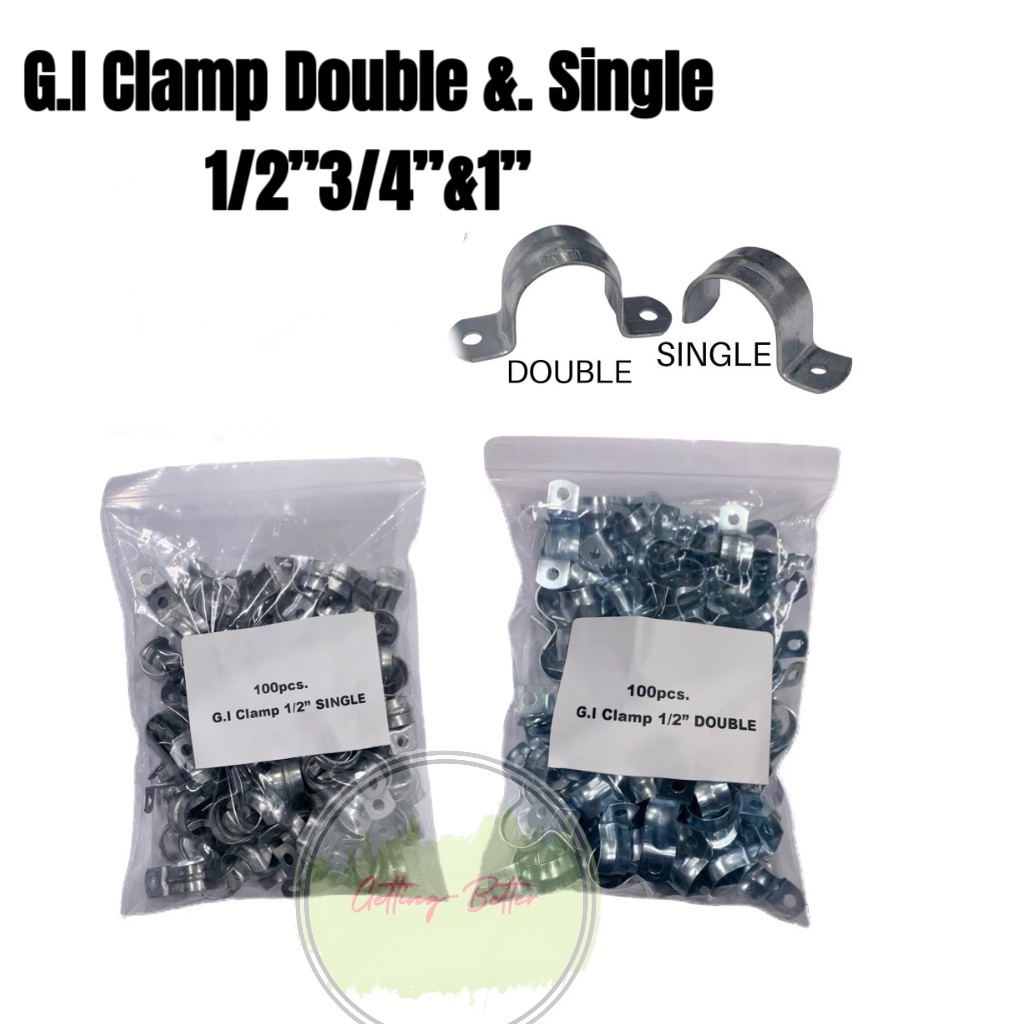 G.I METAL CLAMP (SINGLE AND DOUBLE) 1/2"3/4 &1" PER PACK CLAMP | Shopee ...