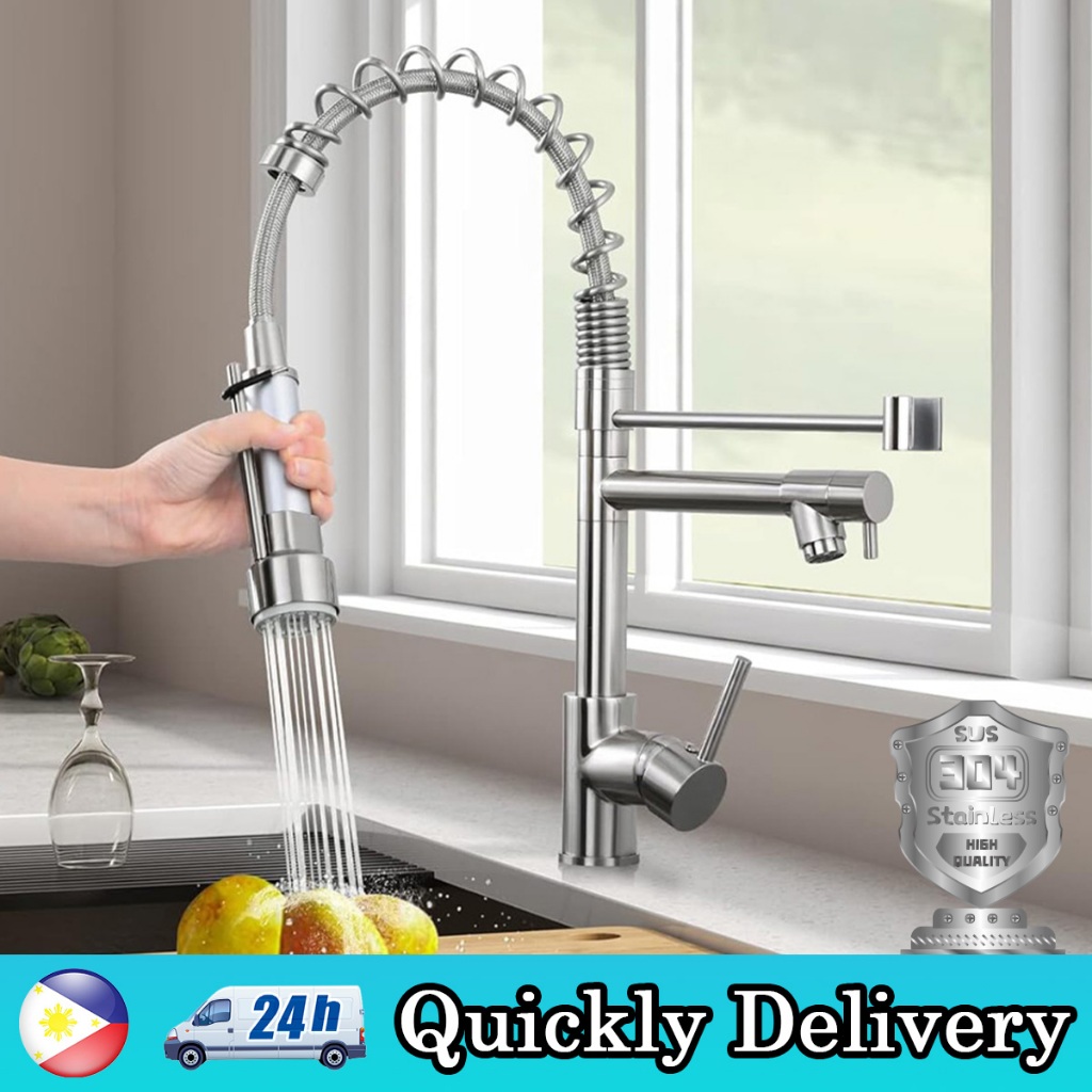 304 Stainless Steel Contemporary Kitchen Faucet For Sink Single Handle ...