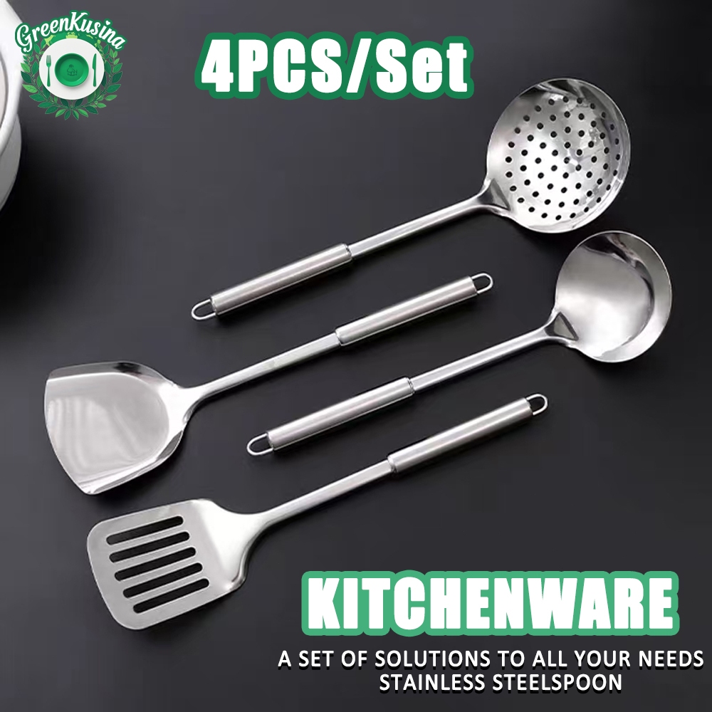 4pcs 304 Stainless Steel Cooking Utensils Set Thickened Shovel Frying ...