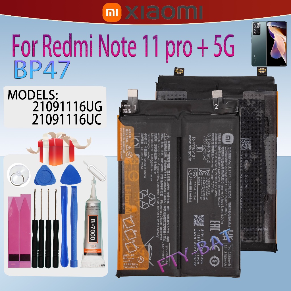 BP47 4500mAh Battery For Xiaomi Redmi Note 11 pro+ 5G Replacement ...
