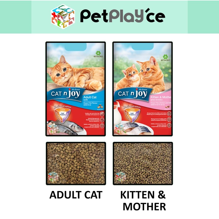 Cat N Joy Kitten & Mother Ocean Fish Chicken & Milk / Adult Cat Food 1kg Plastic Pack H&S ...