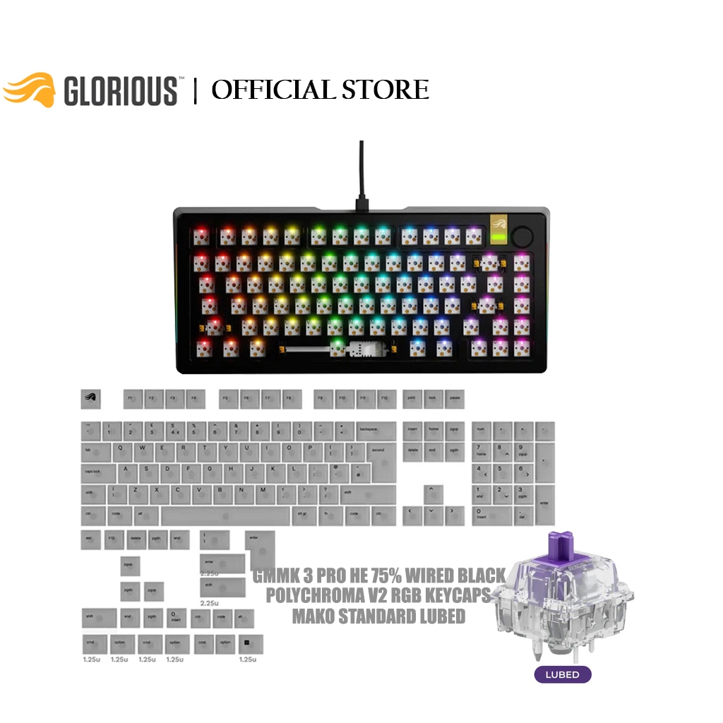 Glorious GMMK 3 PRO HE 75% WIRED PRE-BUILT WITH SWITCHES & POLYCHROMA ...